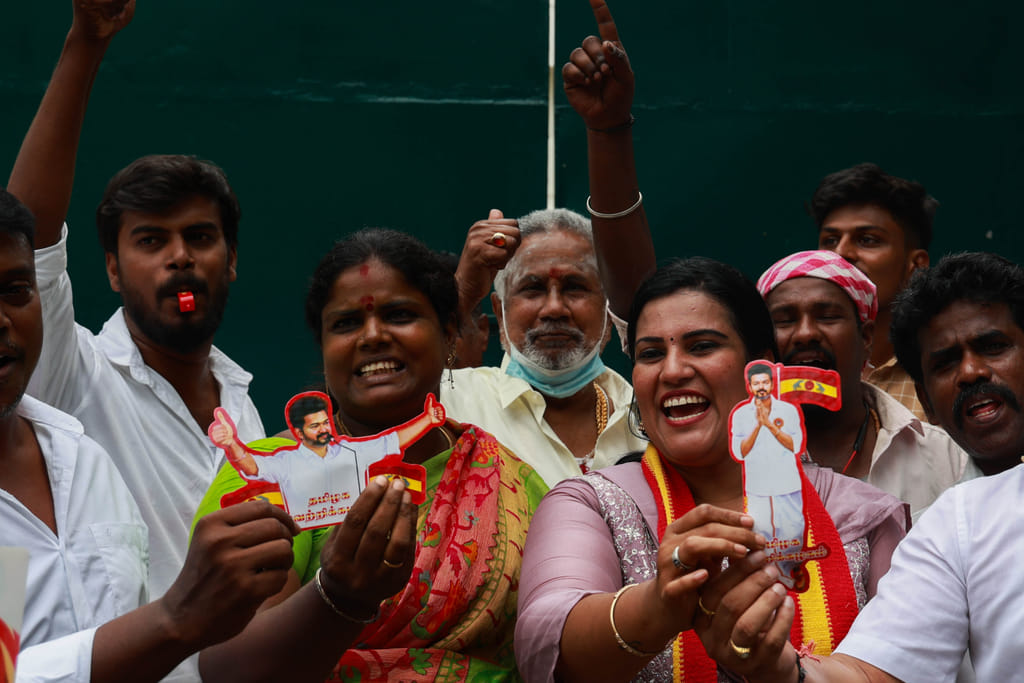 TN election results 2026: Flags raised, banners go up, TVK cadres mark ...