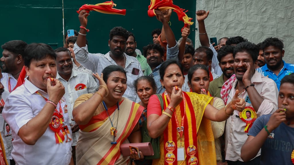 TN election results 2026: Flags raised, banners go up, TVK cadres mark ...