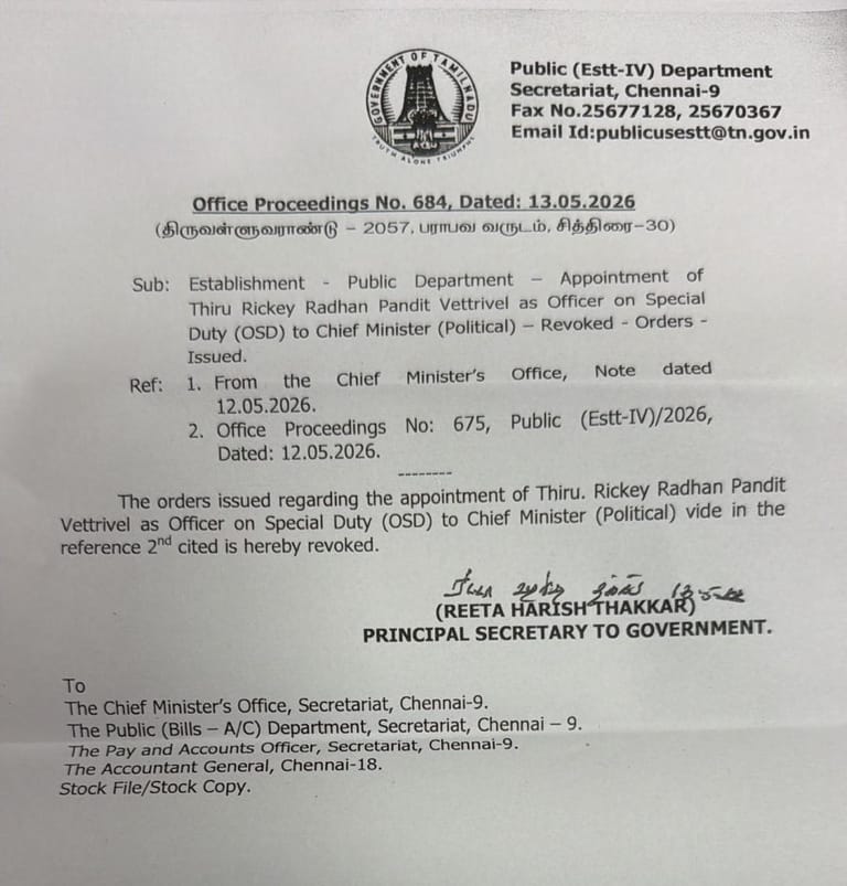 TVK govt revokes astrologer Radhan Pandit Vettrivel’s OSD appointment ...