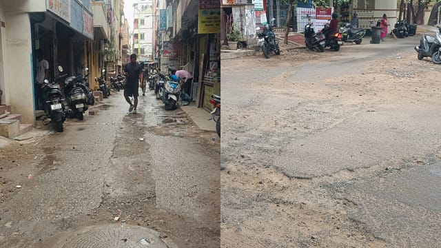 Incomplete sewage works in Teynampet leave RK Road riddled with potholes