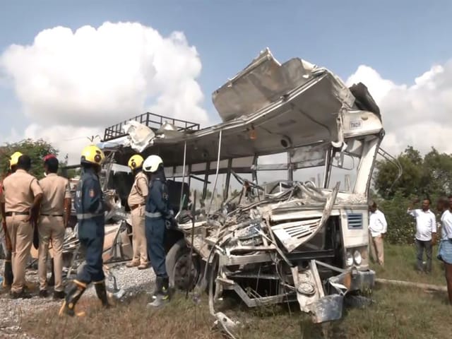 Telangana road accident: 19 dead as RTC bus collides with concrete ...