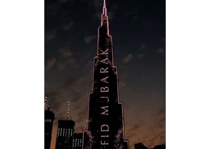 Burj Khalifa lights up with "Eid Mubarak" message